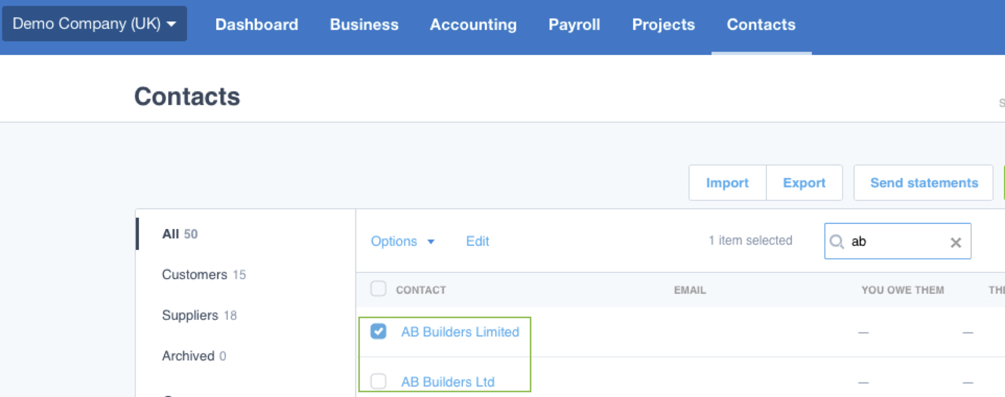 Merging Contacts in Xero