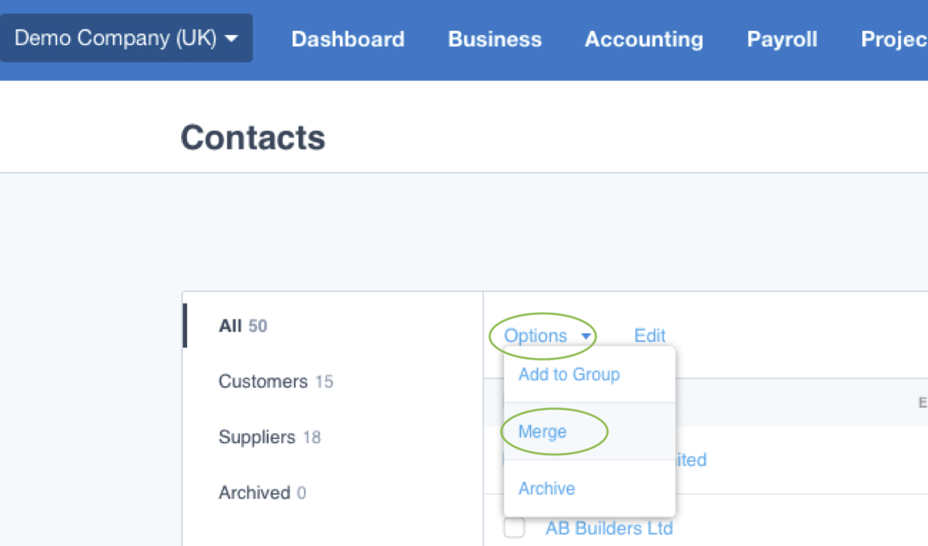 Merging Contacts in Xero